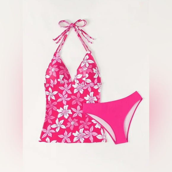 boutique | Swim | New Pink Floral Halter Bikini Set Womens Swimsuit ...